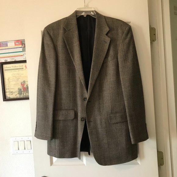 RBM | Suits & Blazers | Mens Brown Tweed Window Pane Pattern Sport Coat ...